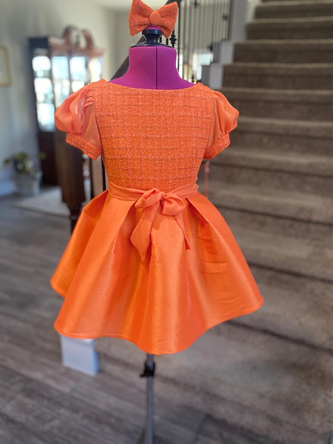 Girls Pageant Interview, Size 4, Tweed and Poly Taffeta, Orange ...