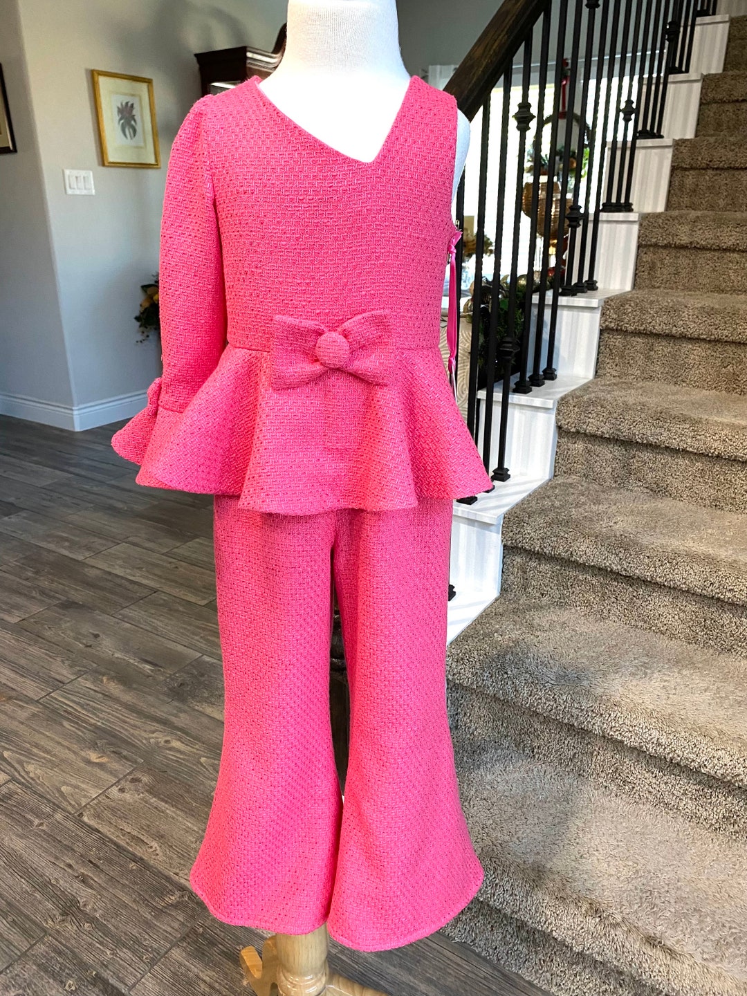Girls Toddlers Pageant Jumpsuit, Size 3, Strawberry Pink Tweed, Tweed ...