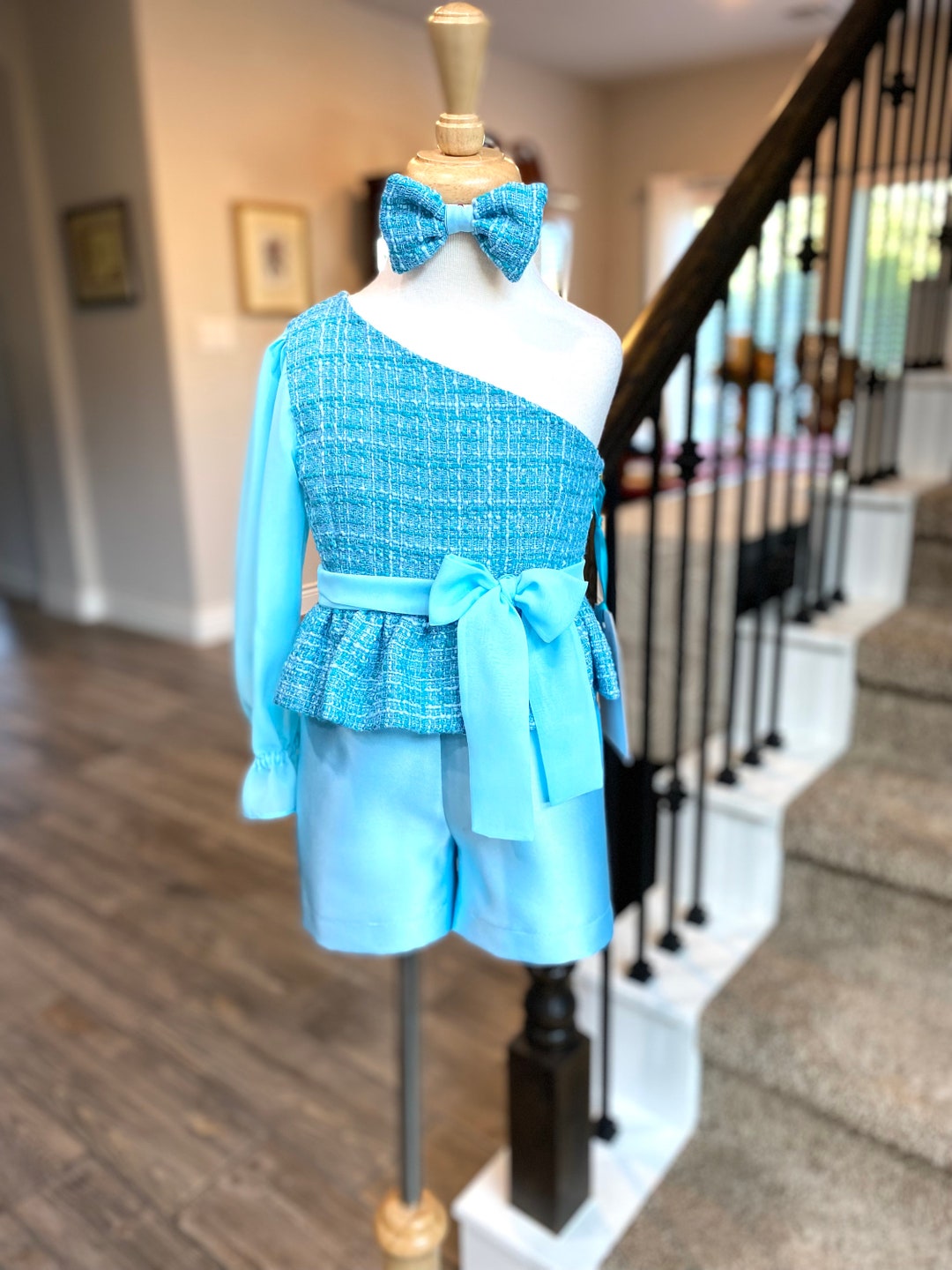 Girls Pageant Interview Casualwear Romper, Size 2. Aqua and Turquoise ...