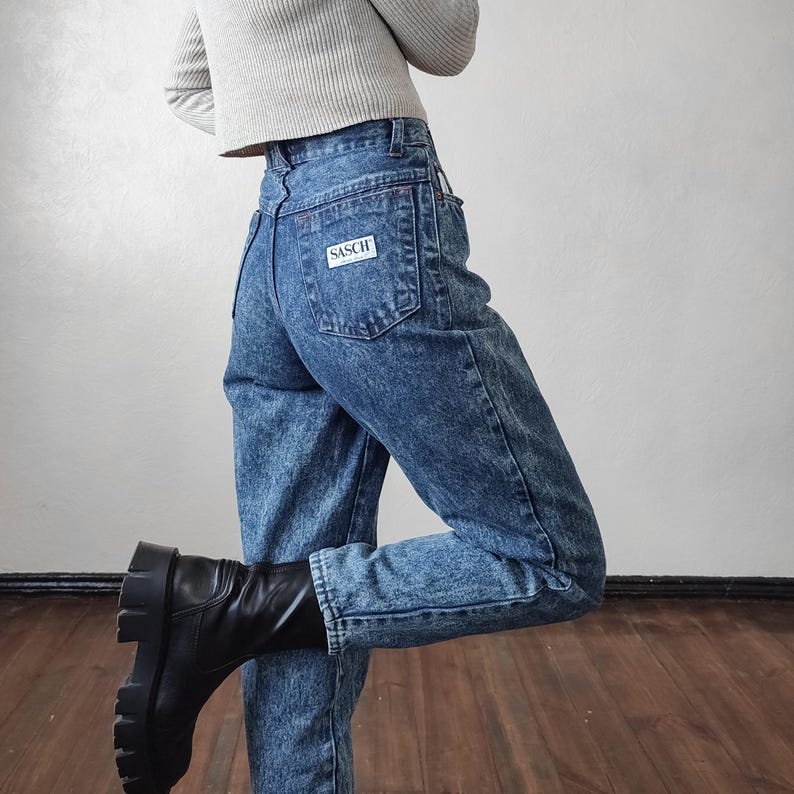 Vintage SASCH Acid Wash Taper Jeans – 80s High Waist Denim - Size XS/S ...