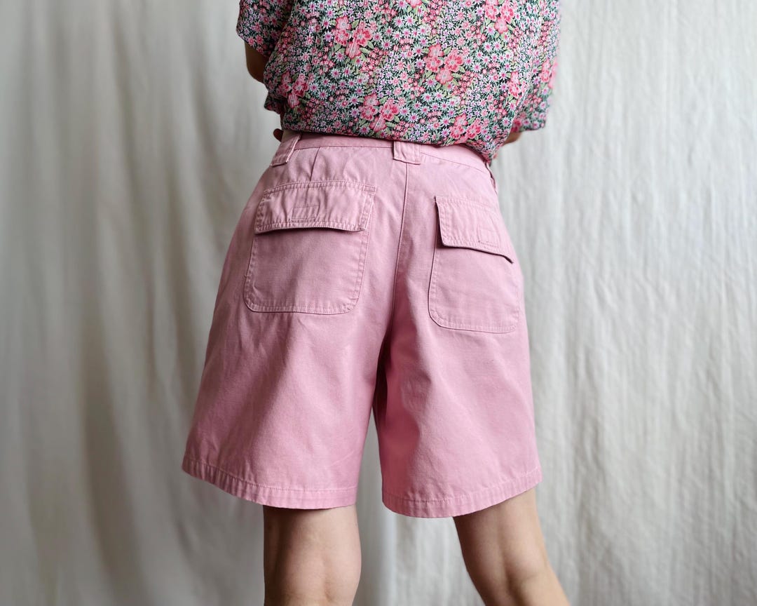 Vintage Wide Leg Side Pocket Shorts in Light Pink, High/low Waisted ...