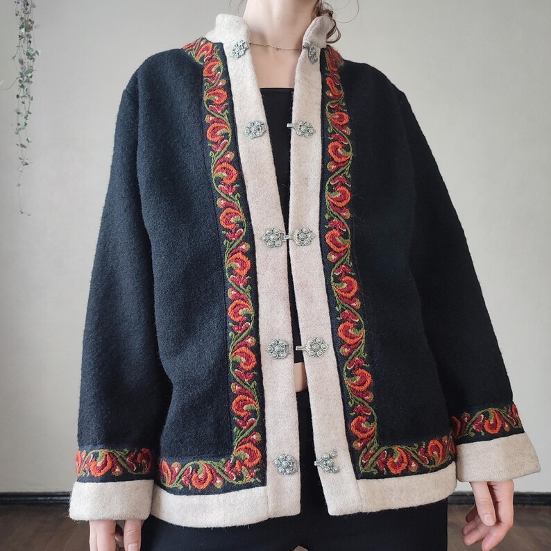 Vintage Norwegian Wool Jacket by Firda Evebofoss - Nordic Folk Clasp ...