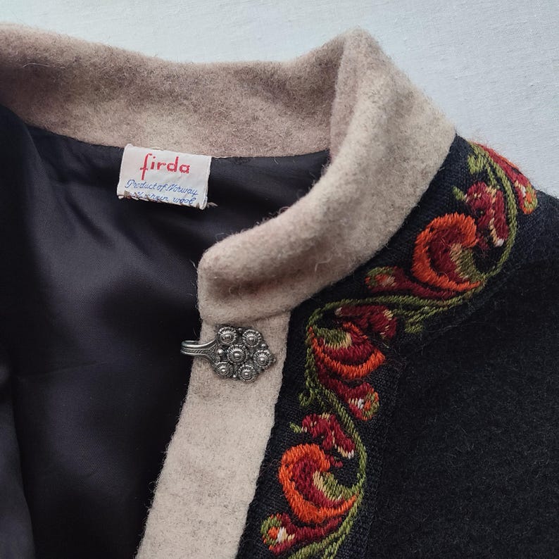 Vintage Norwegian Wool Jacket by Firda Evebofoss - Nordic Folk Clasp ...