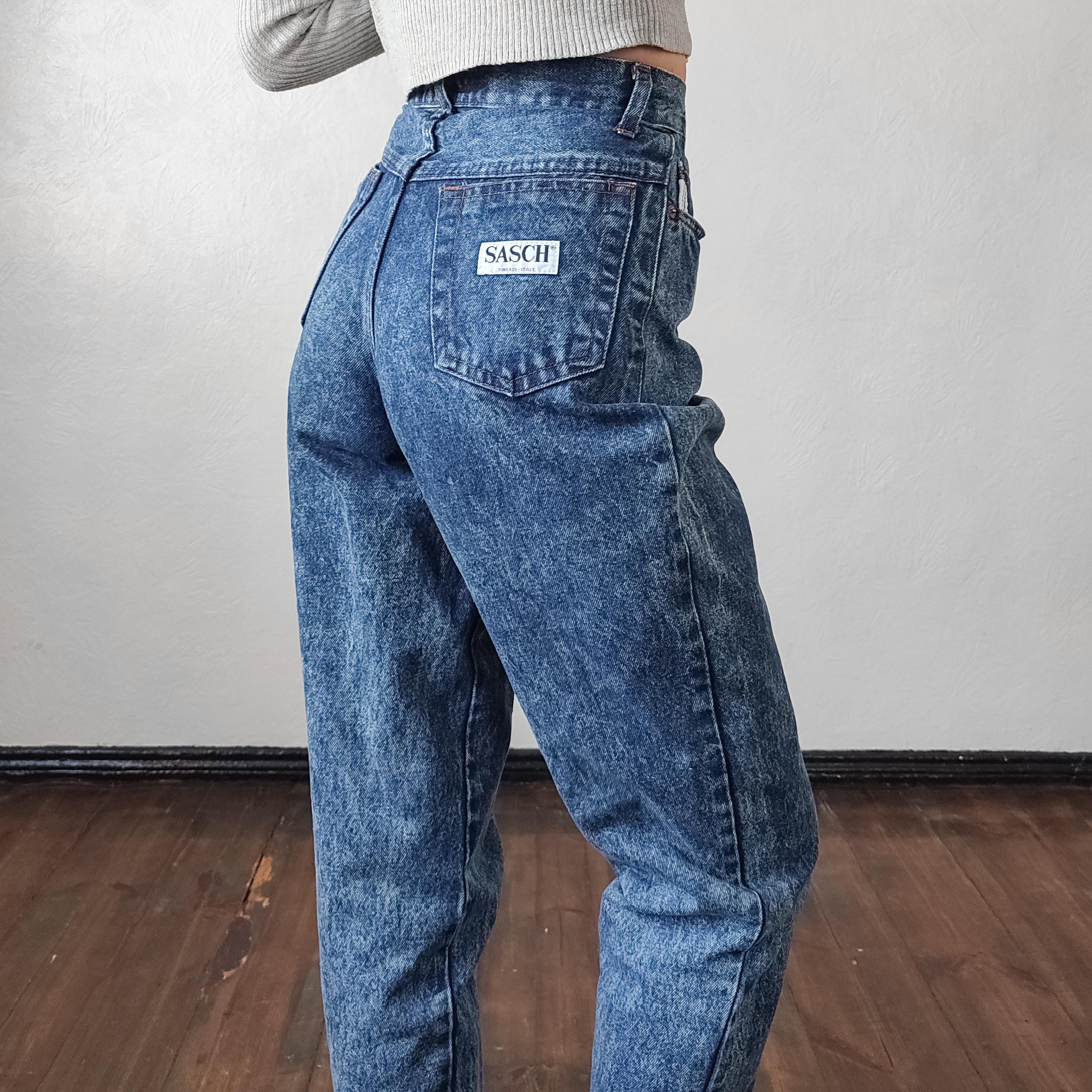Vintage SASCH Acid Wash Jeans in 80er Jahre High Waist Jeans - Größe XS ...