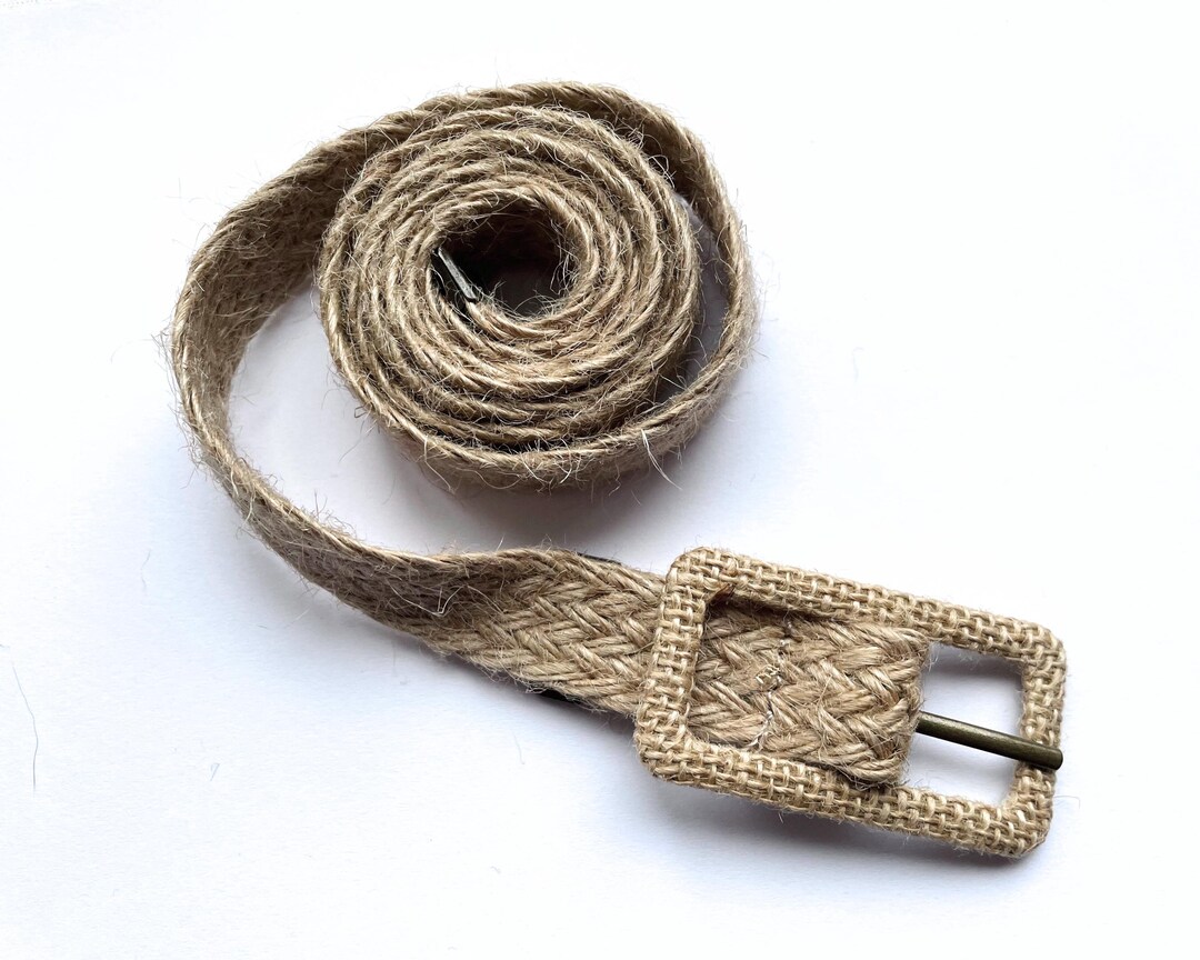 Vintage Braided Natural Jute Belt in Tan Beige, Bohemian Waist Belt ...