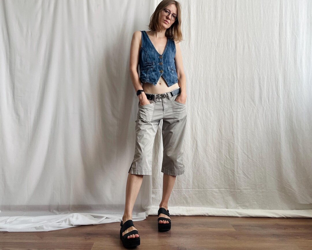 Vintage Calvin Klein Sporty Capri Pants in Khaki Beige, 90s Y2K ...