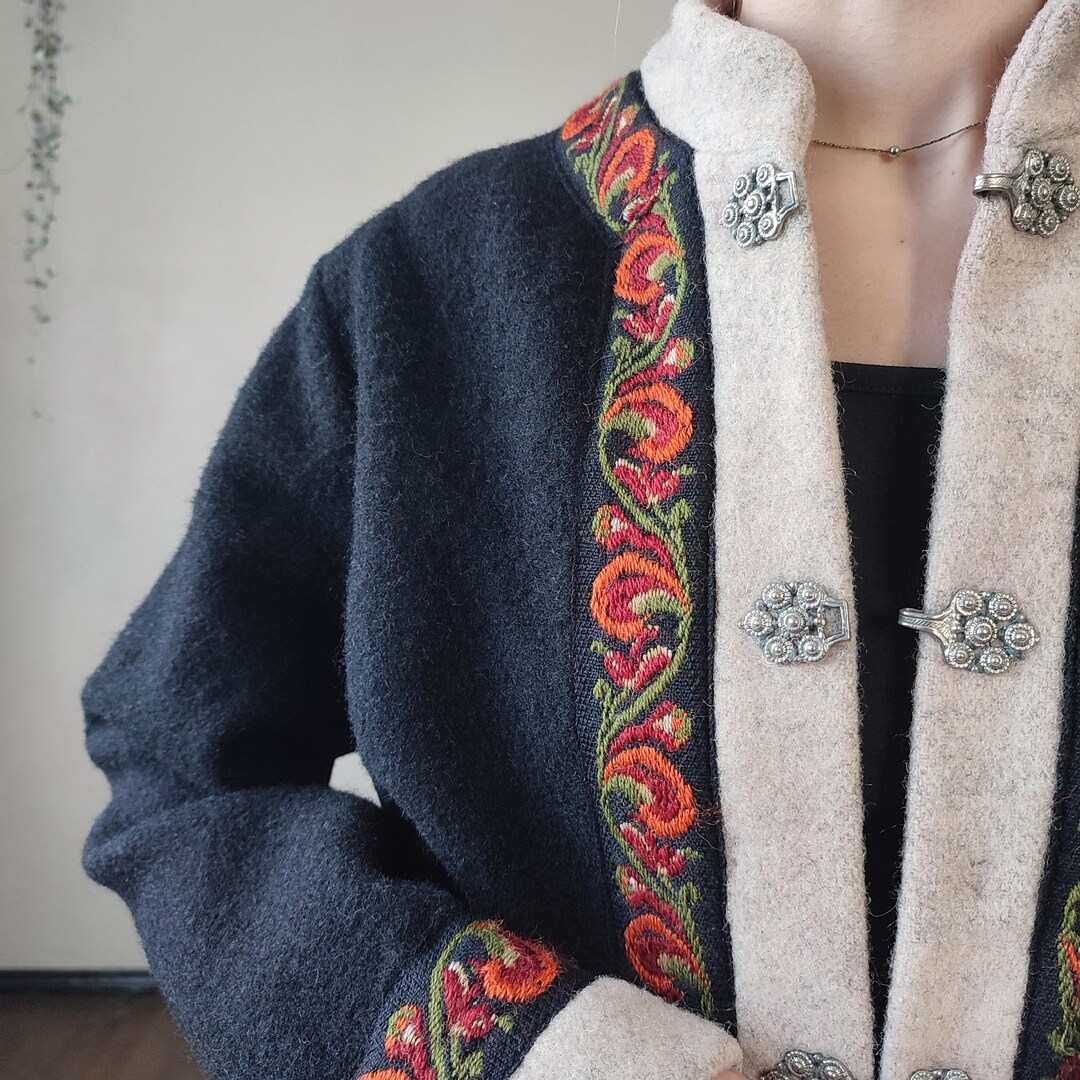 Vintage Norwegian Wool Jacket by Firda Evebofoss - Nordic Folk Clasp ...