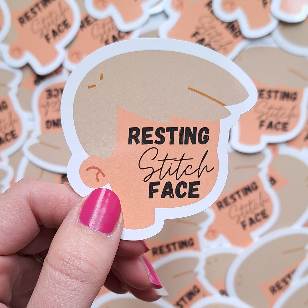 Male Knitter Crocheter Sewist Sticker // Resting Stitch Face. Yarn Pun ...