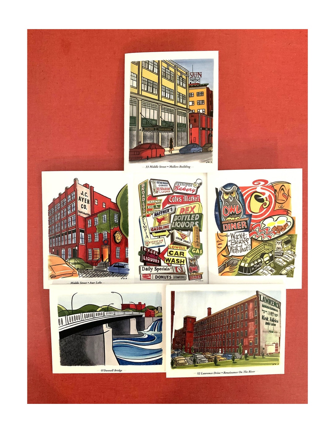 6 Pack of Lowell, Ma Note Cards - Etsy