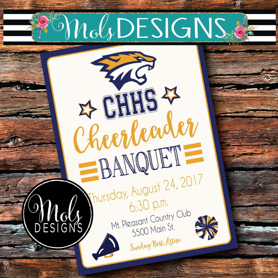 CHEERLEADER BANQUET PARTY Junior High School Mascot Pom Poms Megaphone ...