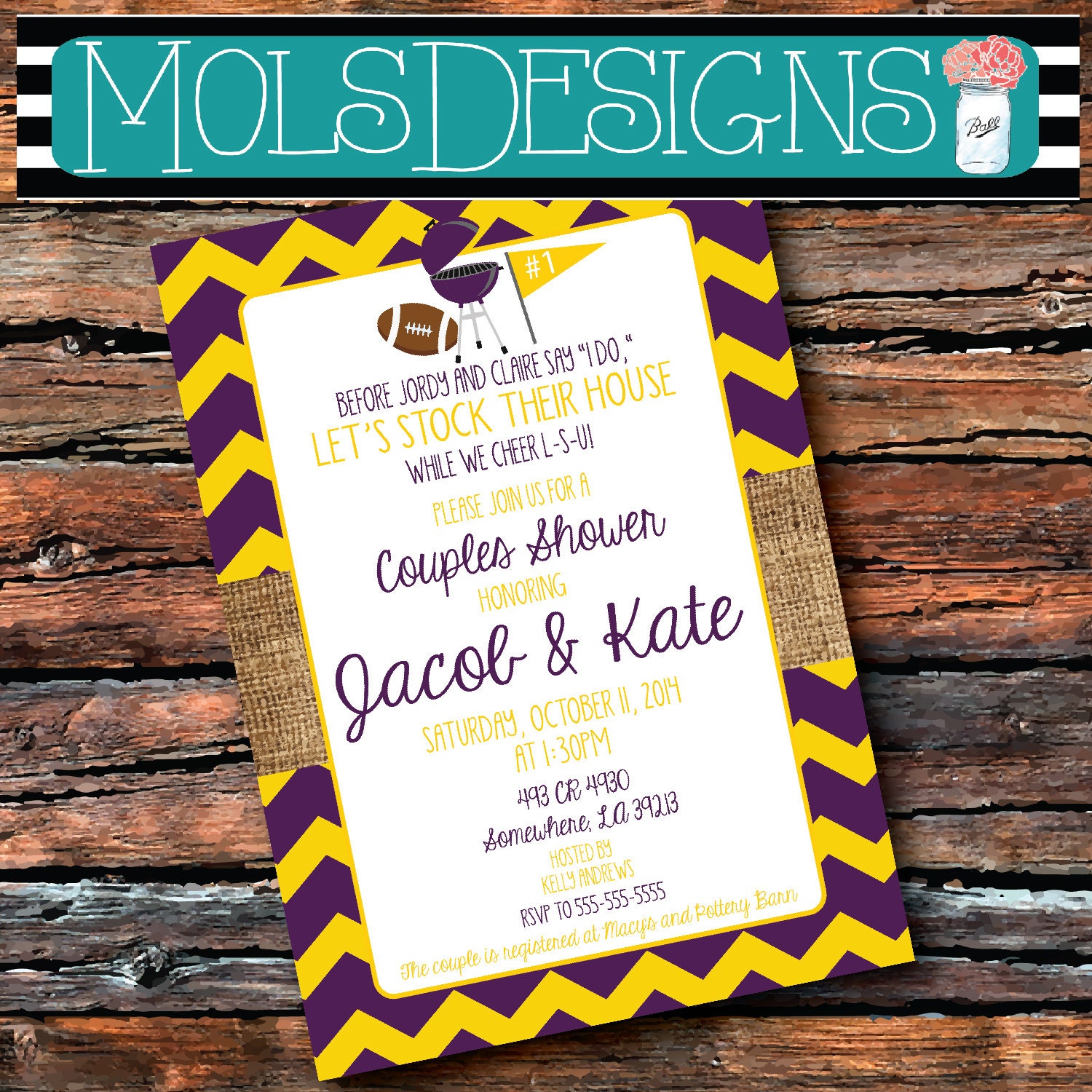 Any Color TAILGATE BEER FOOTBALL Burlap Chevron Purple Gold | Etsy