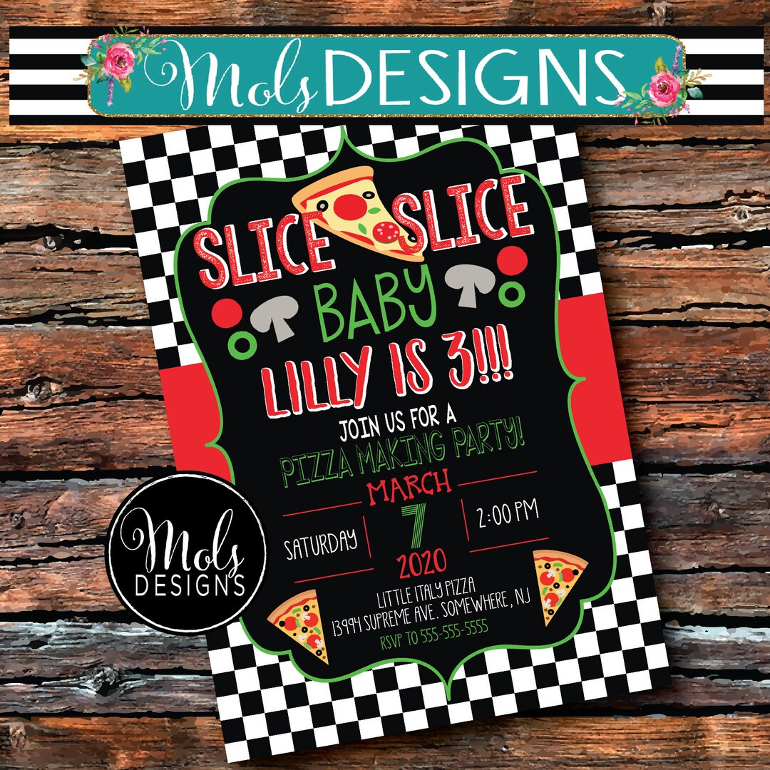 PIZZA PARTY SLICE Slice Baby Birthday Pizzeria Chef Italian - Etsy