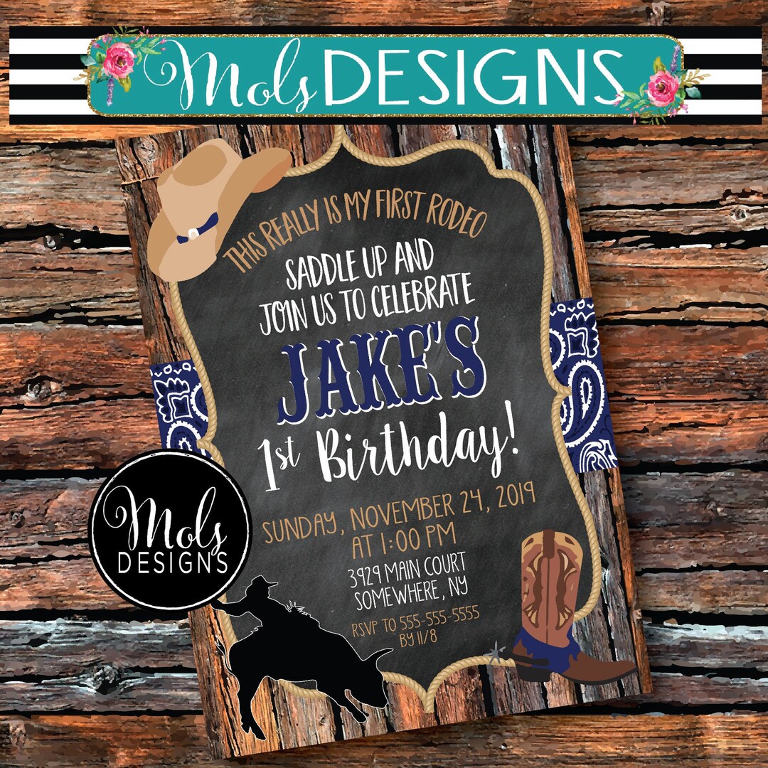 Western RODEO COWBOY BULL Rider Buckaroo Birthday Silhouette Back ...