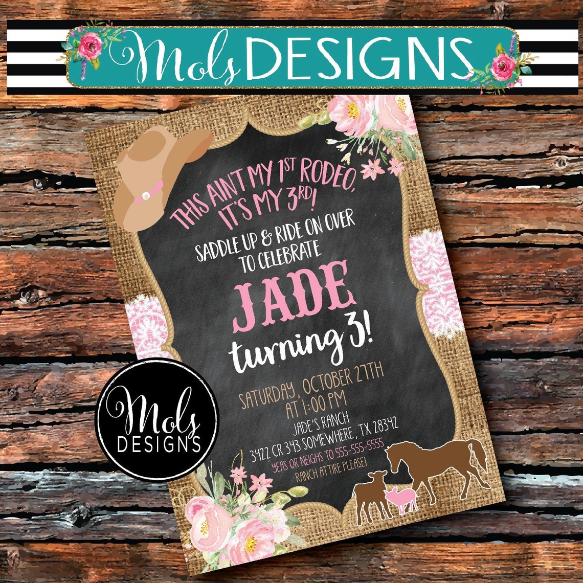 COWGIRL Chic Western RODEO Team ROPING Buckaroo Birthday - Etsy