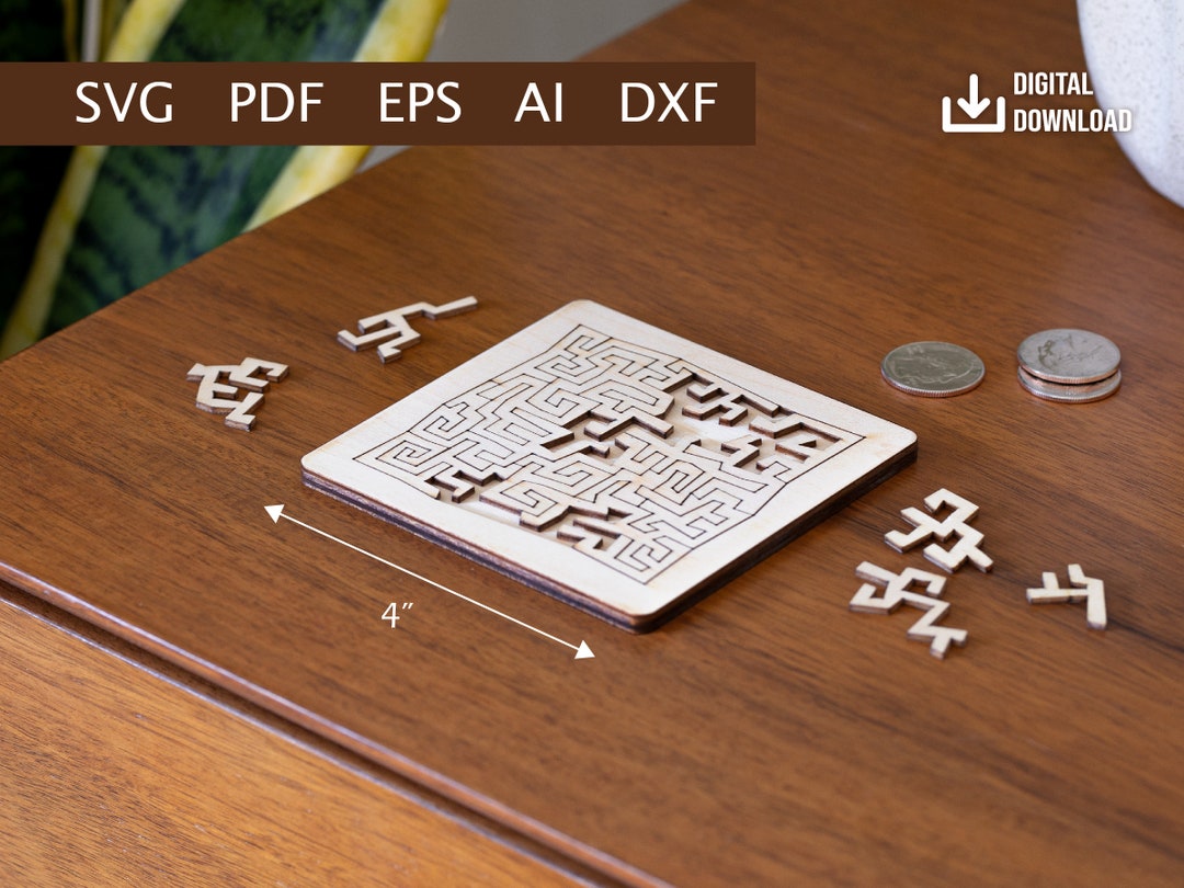 Wooden 4 X 4" Maze Puzzle - Digital Download (ai, PDF, SVG, EPS, Dxf ...