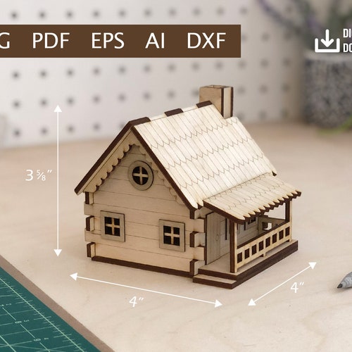 Small Wooden Cottage Cut Files Digital Download ai DXF - Etsy