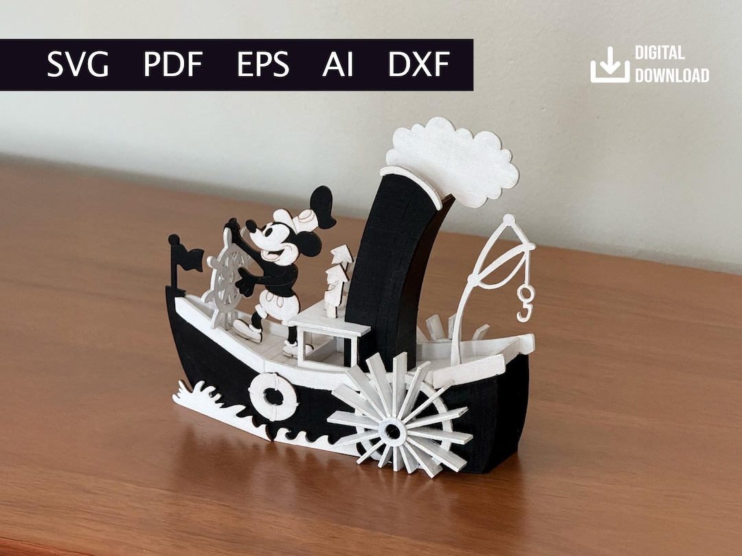 Steamboat Willie Laser Cut File - Digital Download (ai, PDF, DXF, SVG ...