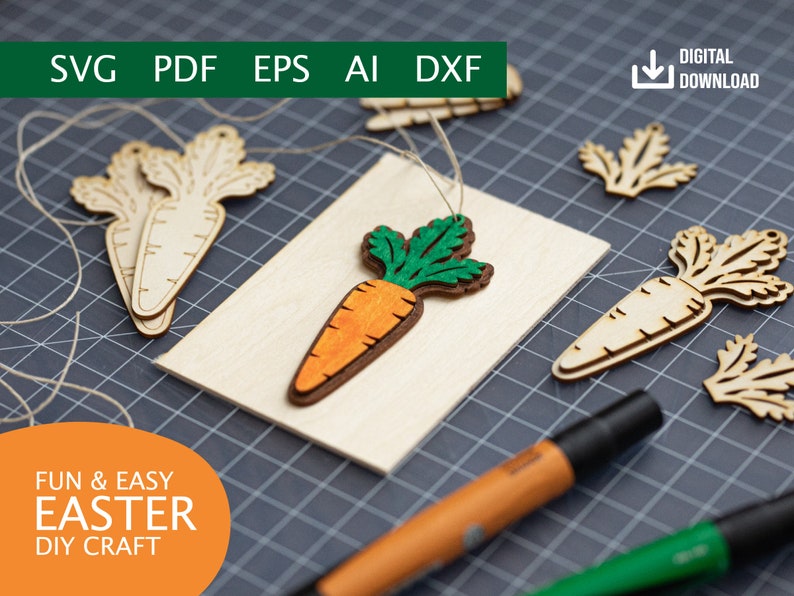 Easter Carrot Tag Craft Activity - Digital Download (ai, PDF, DXF, SVG ...
