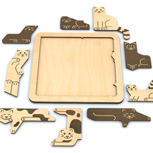 Wooden 7" X 7" Cat Puzzle - Digital Download (ai, DXF, SVG, EPS) - Etsy