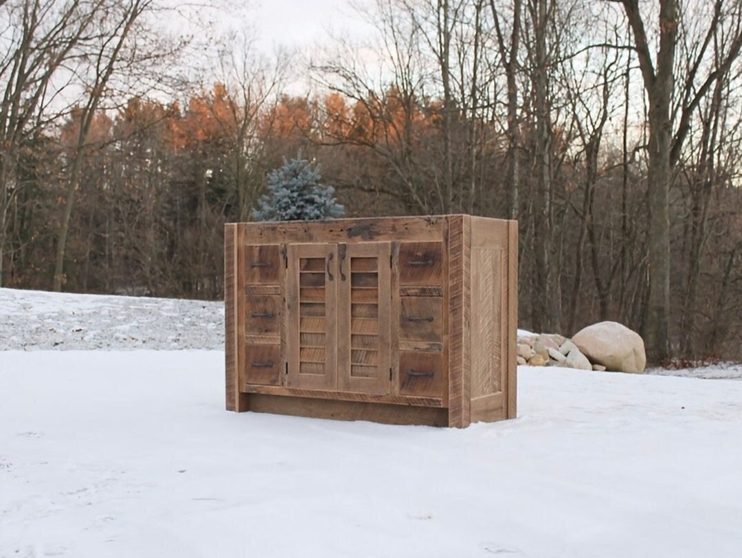 Handmade Rustic Bathroom Vanity 48 Reclaimed Barn Wood W/louvered Doors ...