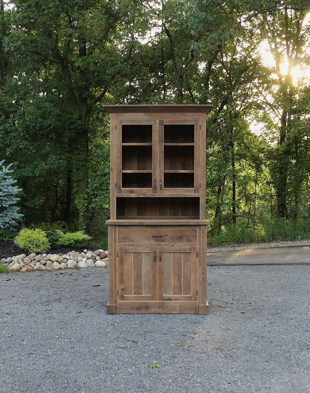 Handmade Rustic Hutch- Reclaimed Barnwood Cabinet W/paneled Doors ...