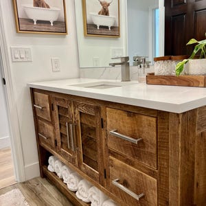 Bathroom Vanity (48") - Handmade Rustic Reclaimed Barnwood Vanity W ...