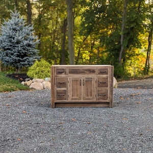 Handmade Rustic Bathroom Vanity (48") - Reclaimed Barnwood W/paneled ...