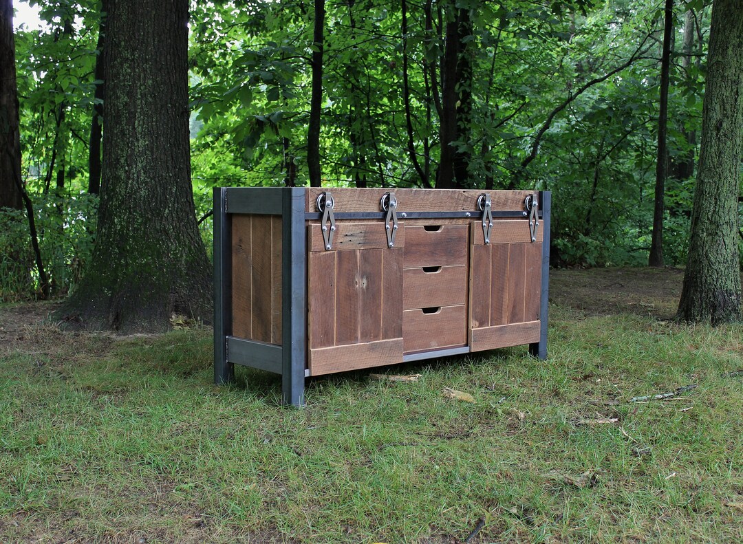 Handmade Rustic Industrial Double Sink Vanity - Reclaimed Barnwood ...