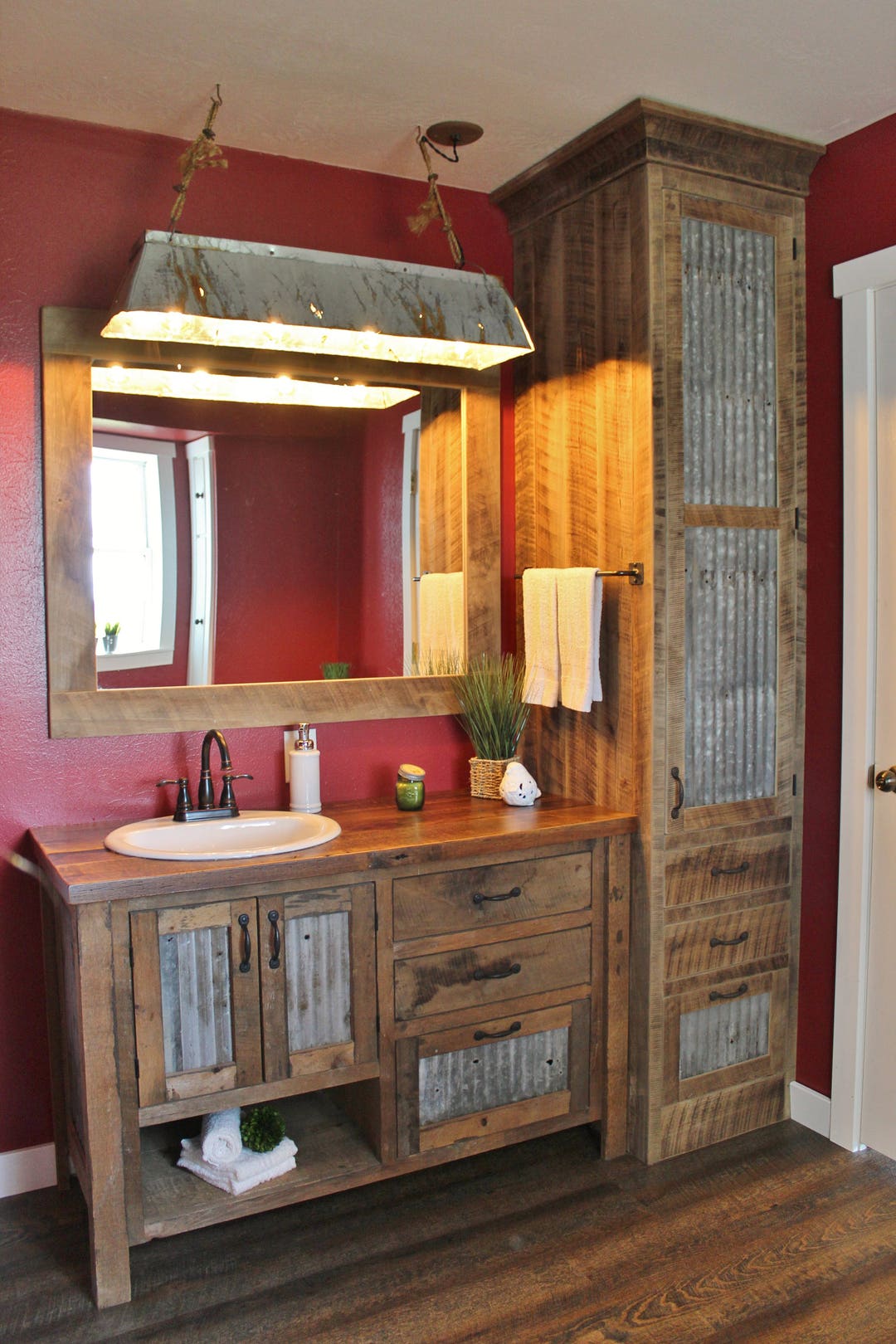 Tall Storage - Handmade Rustic Reclaimed Barnwood Linen Cabinet W/tin ...