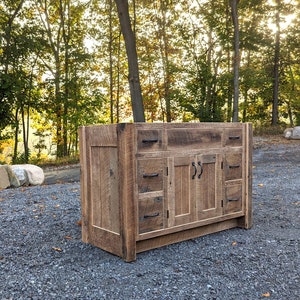 Handmade Rustic Bathroom Vanity (48") - Reclaimed Barnwood W/paneled ...