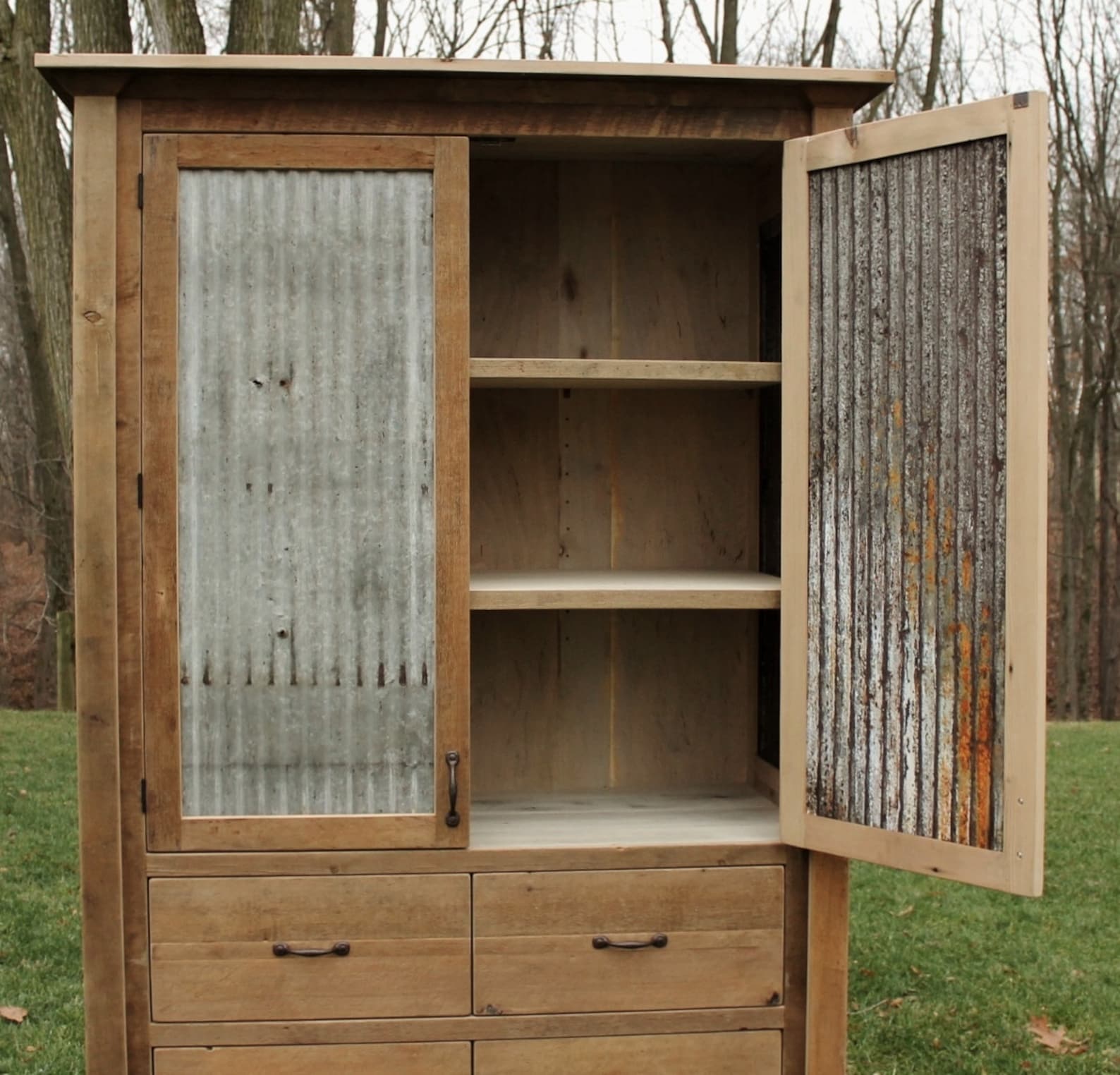 Rustic Linen Cabinet Reclaimed Barn Wood W/tin Inserts - Etsy