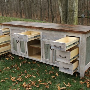 Handmade Rustic Bathroom Vanity (90") Dual Sink - Reclaimed Barnwood ...