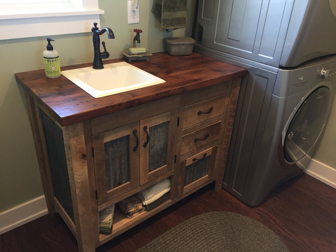 Handmade Rustic Bathroom Vanity 48 Reclaimed Barn Wood Vanity W/barn ...