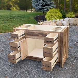 Handmade Rustic Bathroom Vanity (48") - Reclaimed Barnwood W/paneled ...