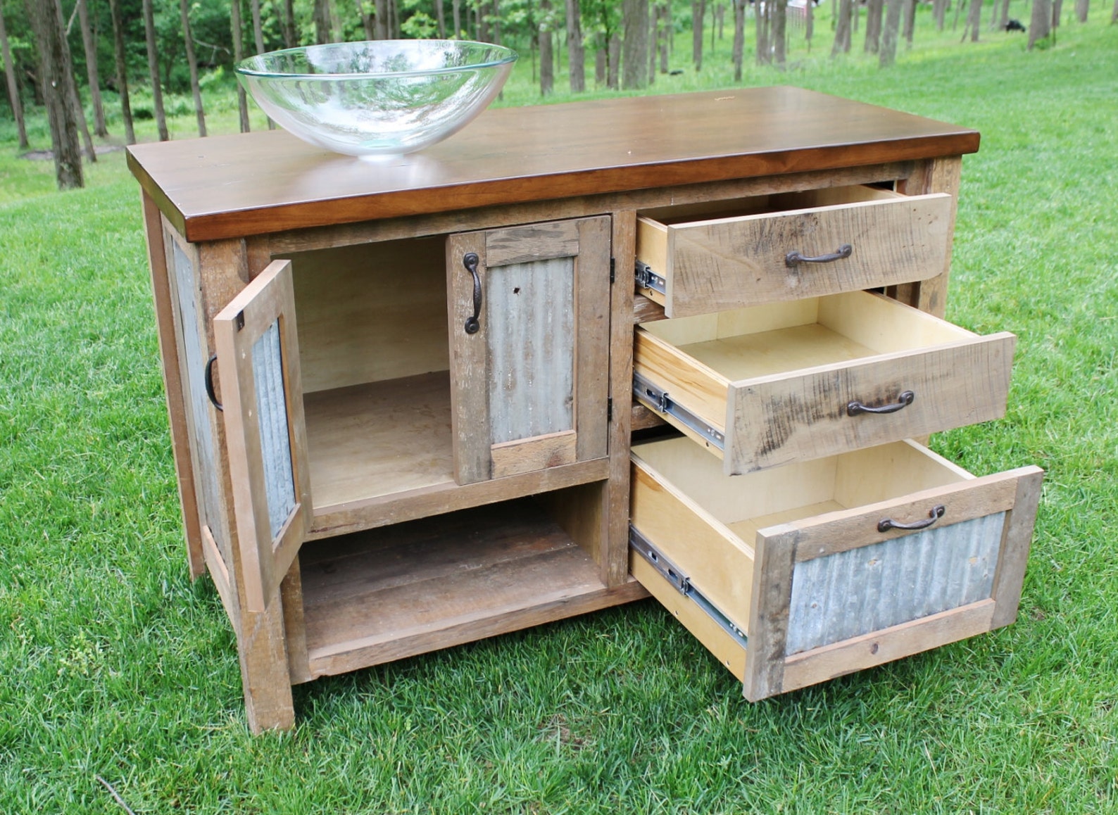 Handmade Rustic Bathroom Vanity 48 Reclaimed Barn Wood Vanity W/barn ...