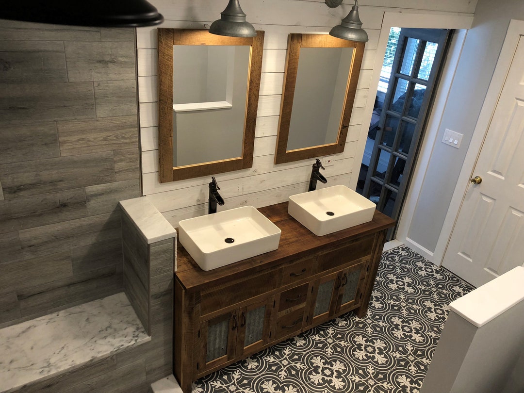 Handmade Rustic Bathroom Vanity 60 Dual Sink Reclaimed Barn Wood Vanity ...