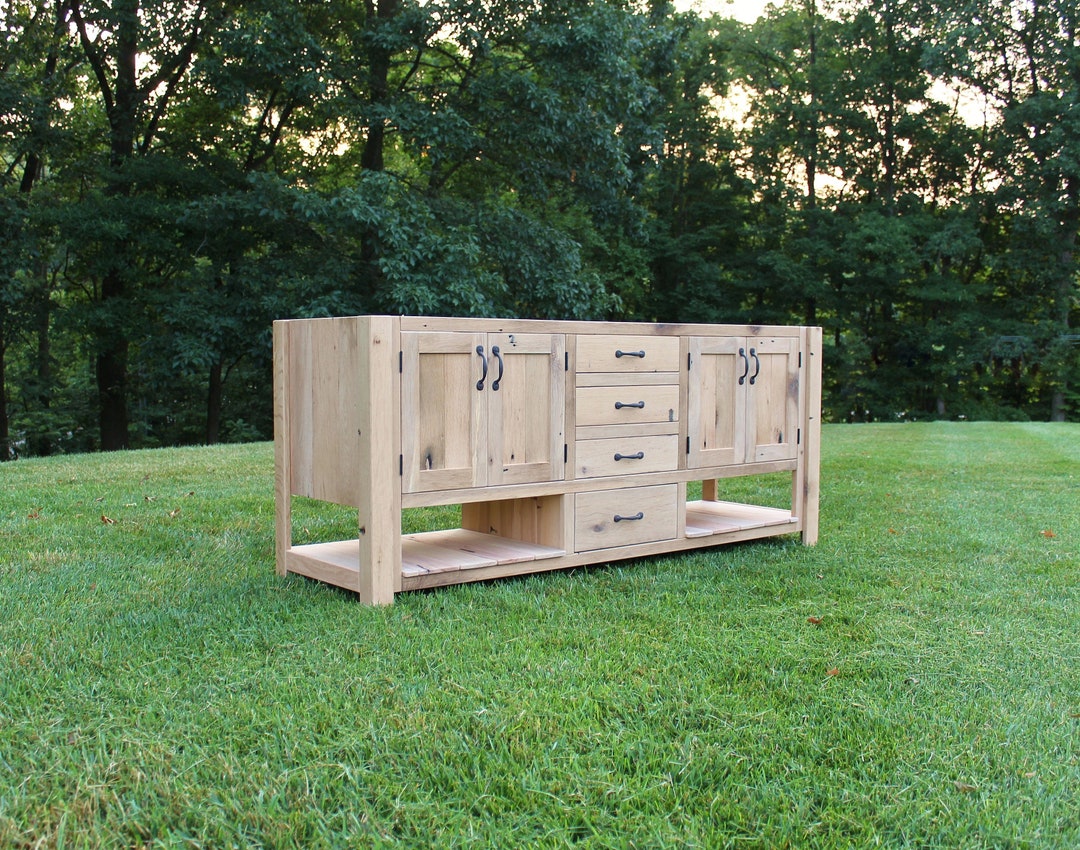 Handmade Rustic Bathroom Vanity (72") - Dual Sink, Reclaimed Barnwood ...