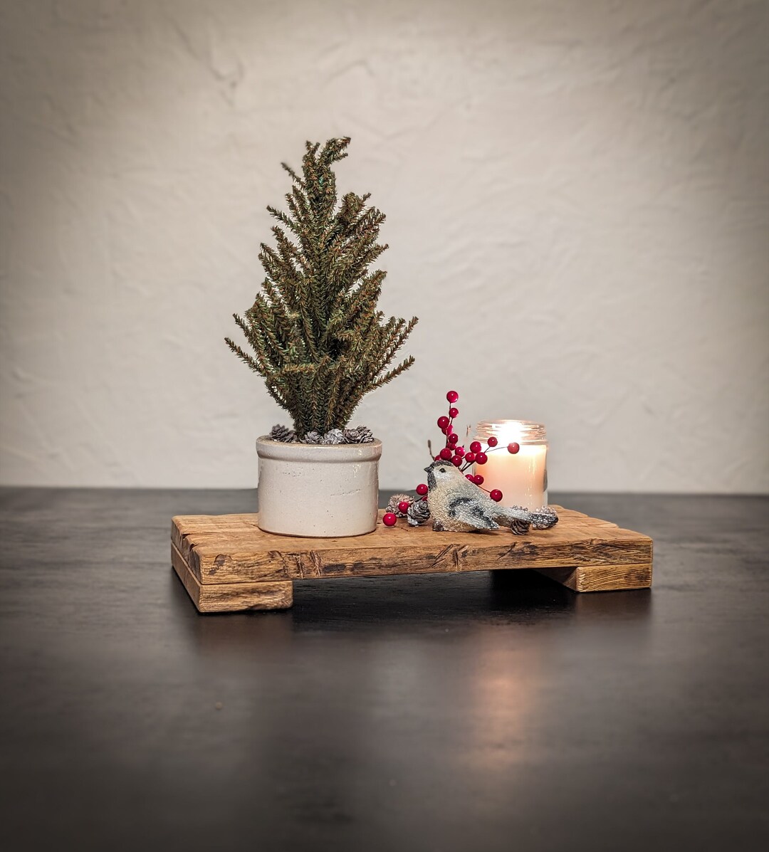 Rustic Reclaimed Barnwood Trivet Board Home Decor, Riser Stand, Salt ...