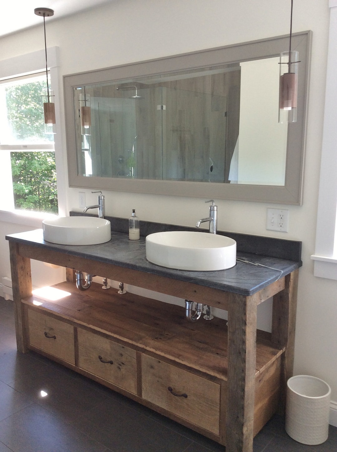 Handmade Rustic Bathroom Vanity - Reclaimed Barnwood Vanity - Farmhouse ...