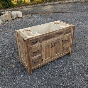 Handmade Rustic Bathroom Vanity (48") - Reclaimed Barnwood W/paneled ...