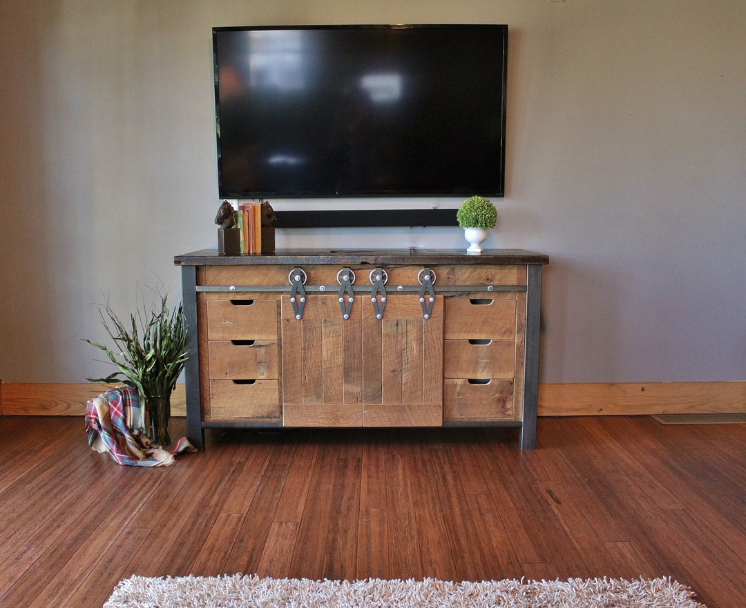 Handmade Rustic Industrial Media Center Reclaimed Barn Wood Media ...