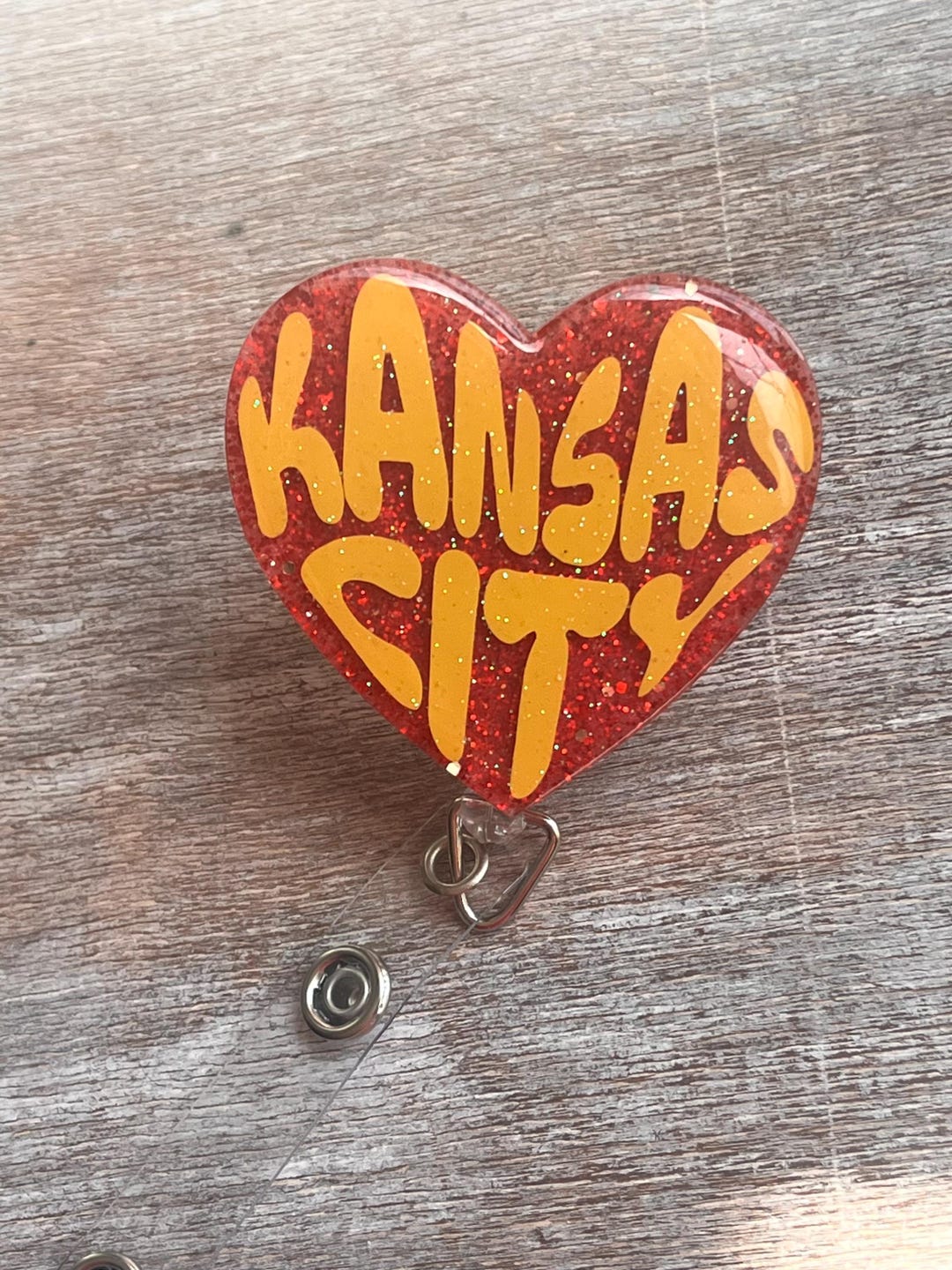 Kansas City Heart Glitter Badge Reel: Nurse/student Gift - Etsy