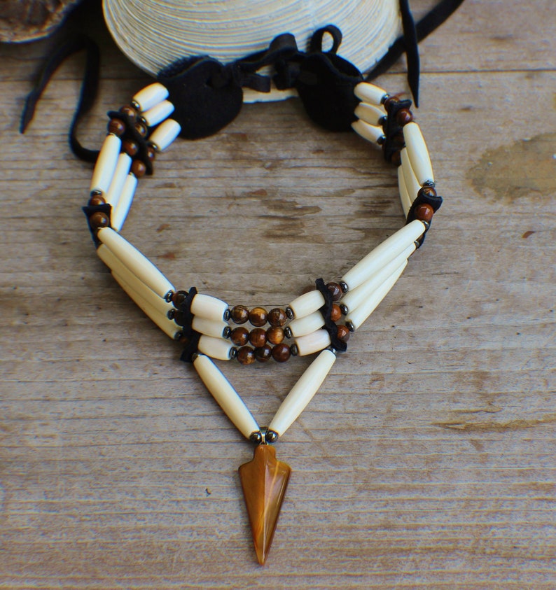 Native Choker W/ Tigers Eye Arrowhead Cherokee Made William | Etsy