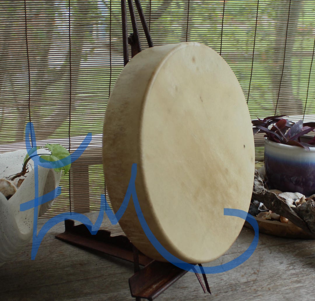 14 Deer Hide Hand Drum Native American Made William Lattie Cherokee ...