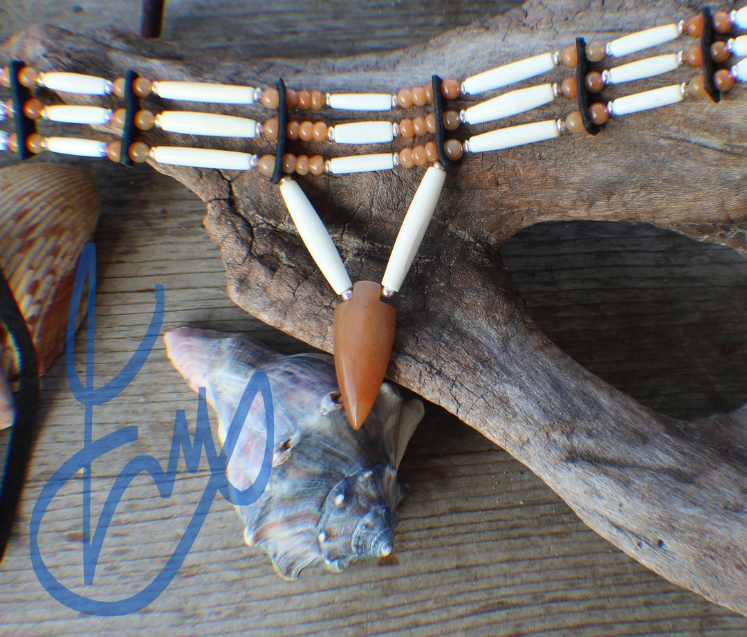 Native American Choker W/ Peach Aventurine Arrowhead Cherokee Made ...