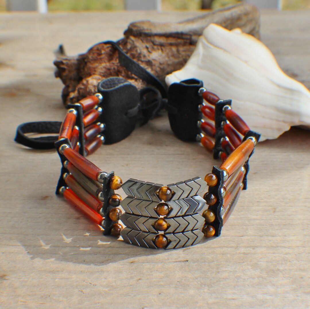 Native American Choker W/ Tigers Eye 4 Std William Lattie Cherokee ...