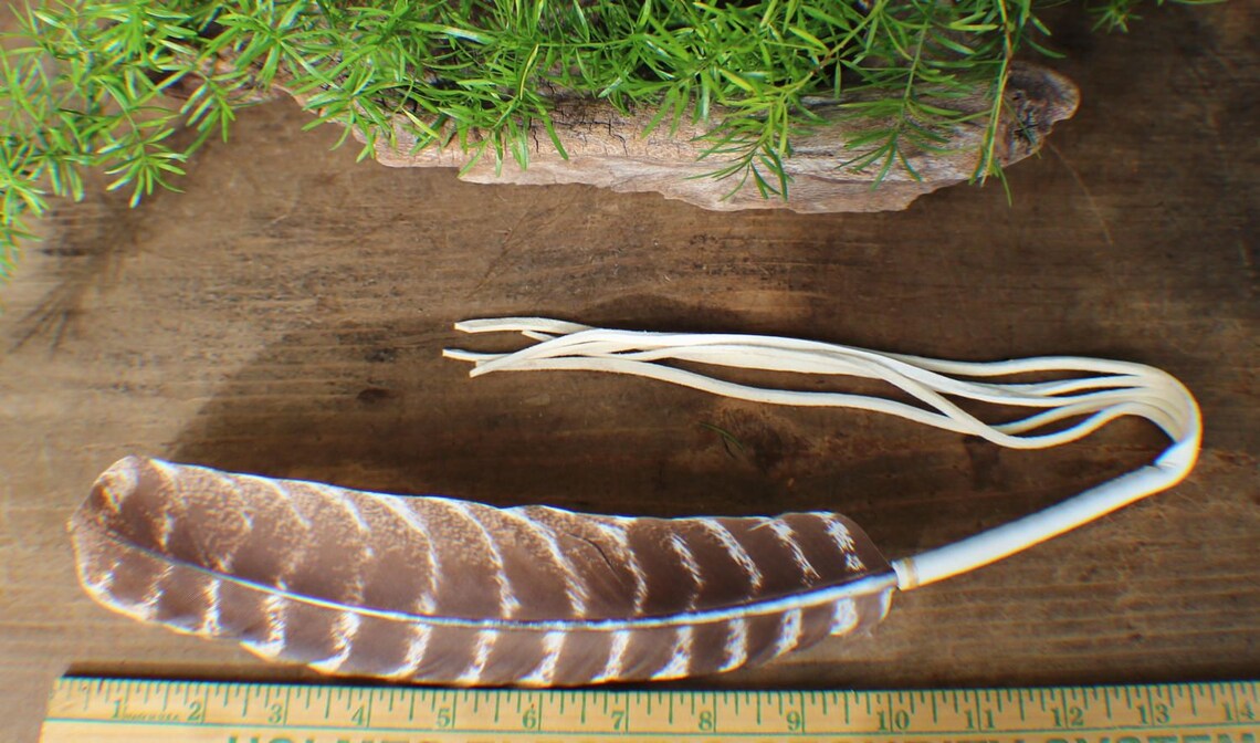 Prayer Feather w/ Deer Leather Fringe Native Made William | Etsy