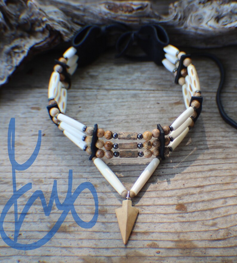 Native American Choker W/ Picture Jasper Arrowhead Cherokee Made ...