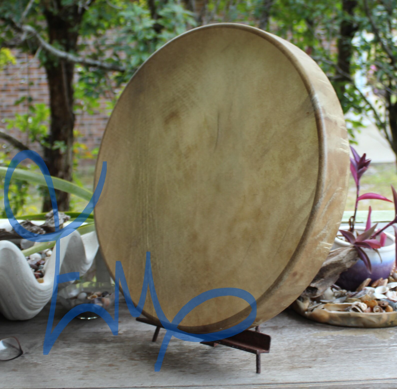 22" Elk Hide Hand Drum Native American Made William Lattie Cherokee ...