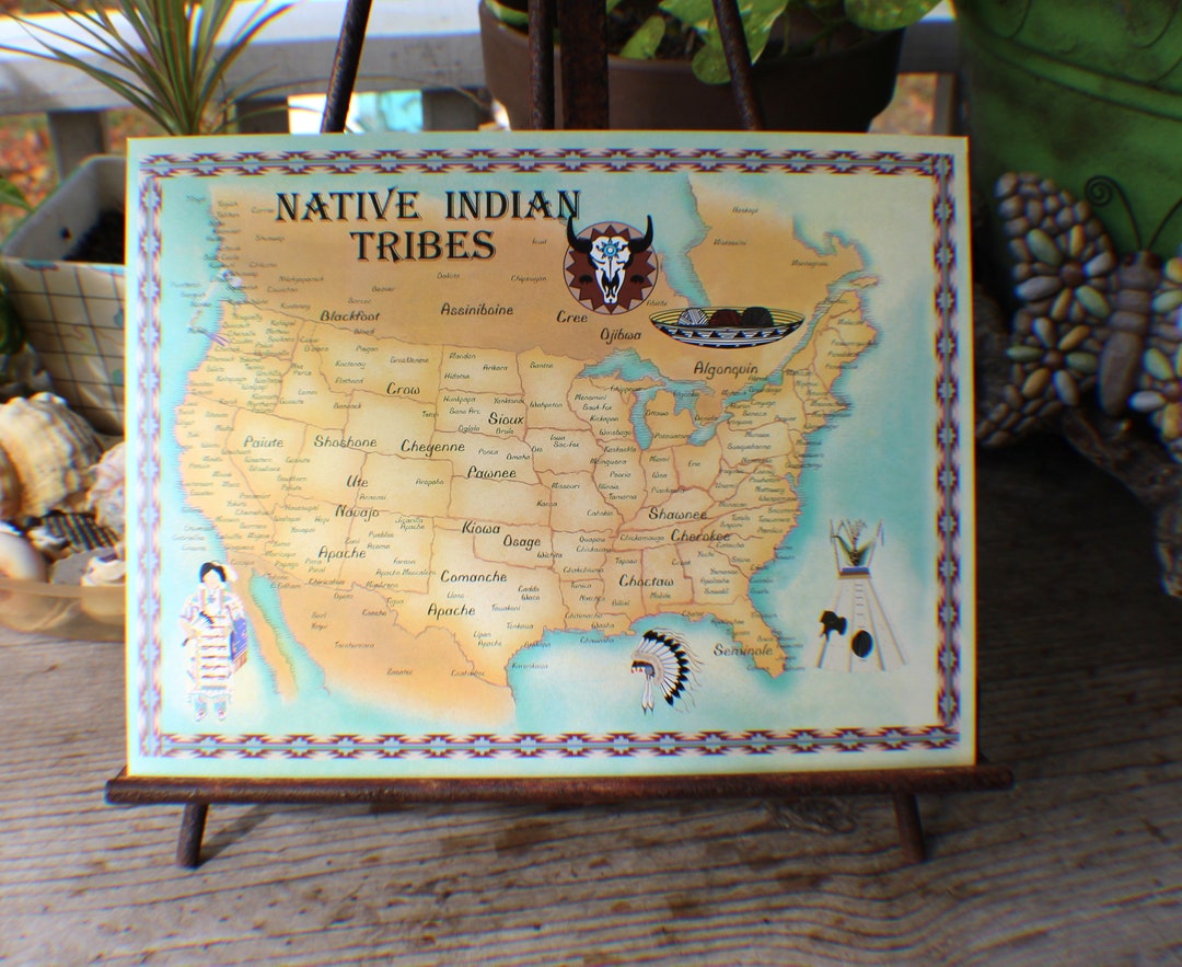 Set of 10 Large Postcards 5 Native Tribe Maps & 5 Symbols of the Native ...